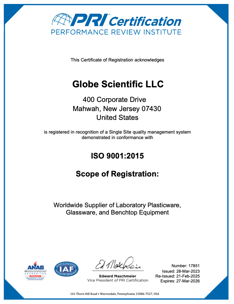 ISO 9001:2015 – Globe Scientific