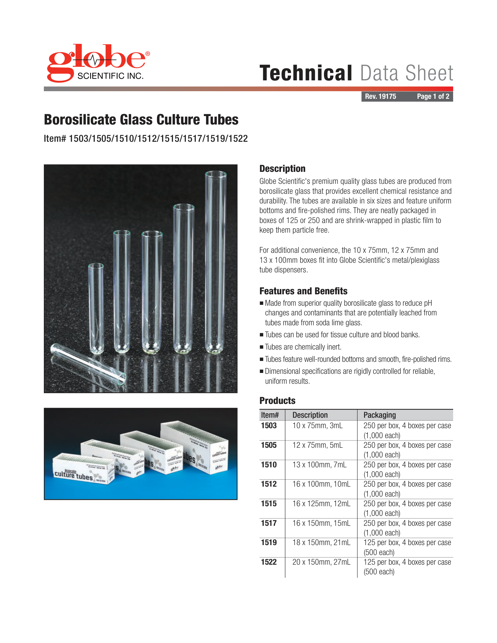 TDS-Glass Tubes – Globe Scientific