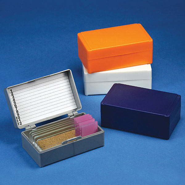 Slide Box for 12 Slides, Cork Lined, White – Globe Scientific