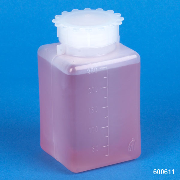 Bottle with Screwcap, Wide Mouth, Square, Graduated, PE (Cap: PP), 250 ...