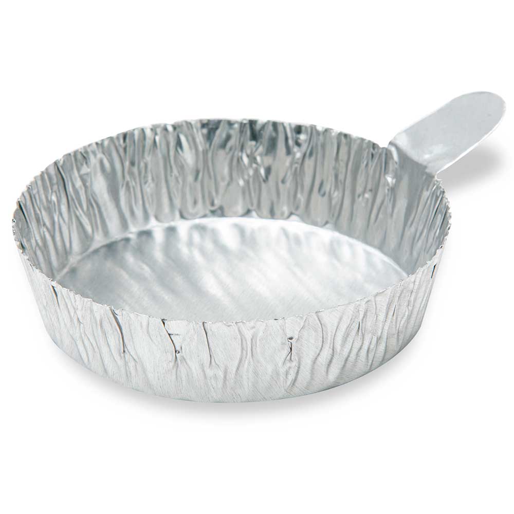 Aluminum Dish, 60mm, 1.3g (40mL), Crimped Side with Tab – Globe Scientific